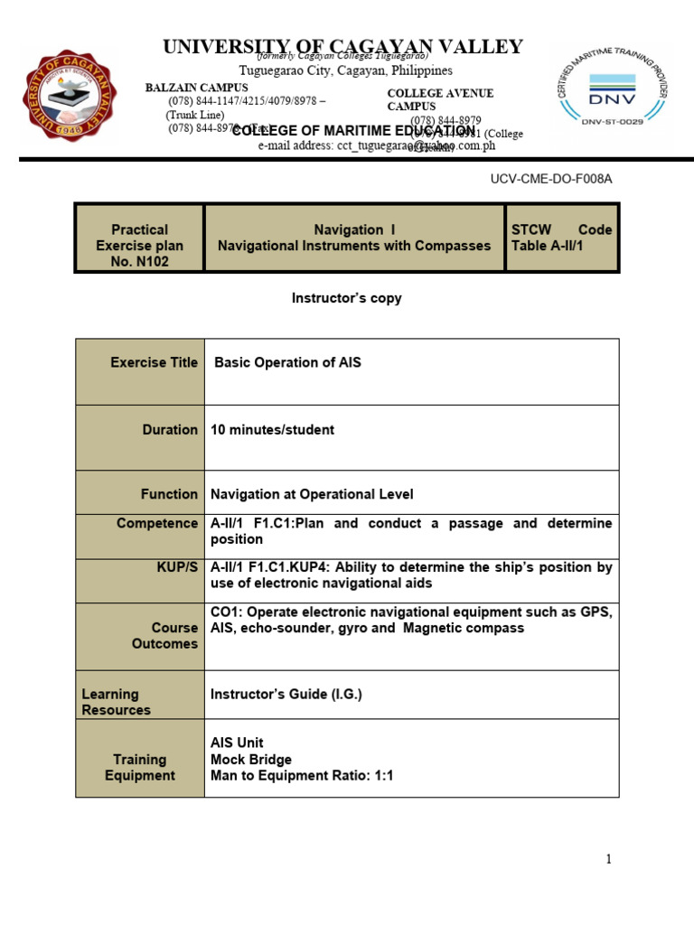 Ais Exercise Plan Form | Download Free PDF | Navigation