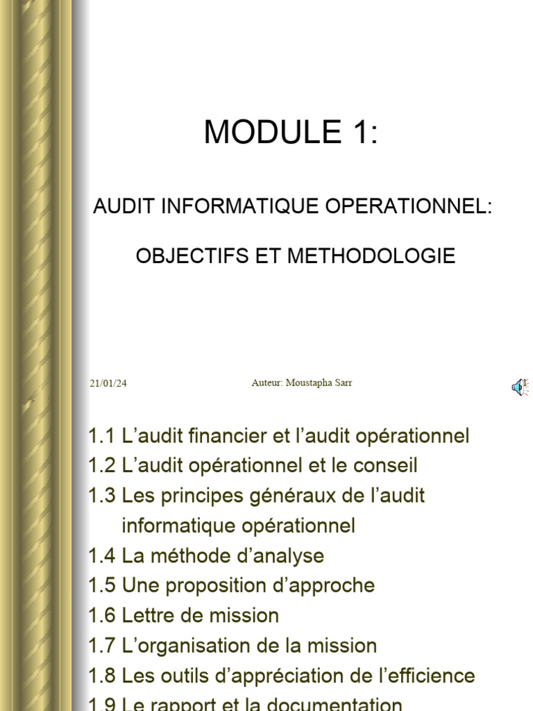 Cours_Audit_informatique_Module_1 | PDF | Audit | Informatique
