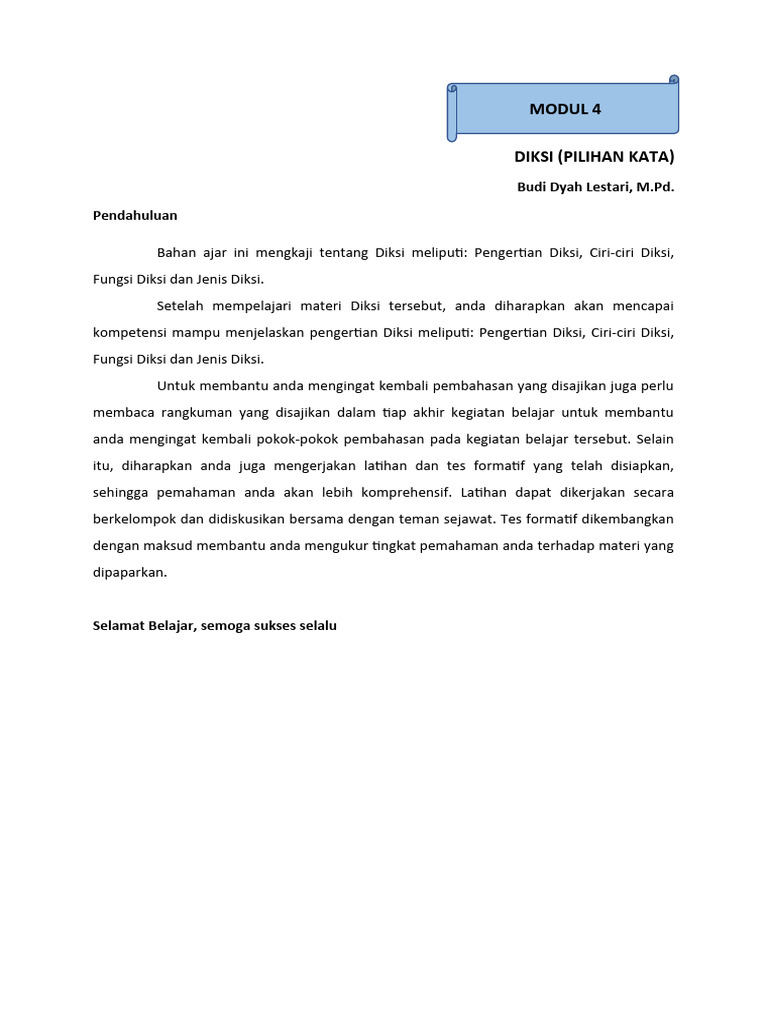 Modul S 4. Diksi B Indo | PDF