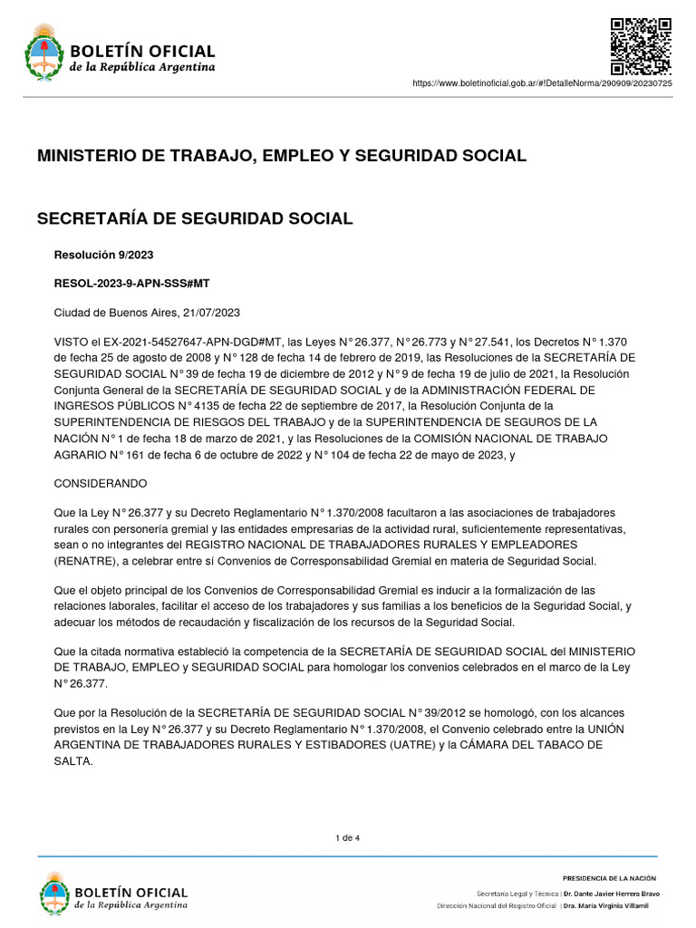Resolucion 9-2023 SSS Actualización de La Tarifa Sustitutiva TABACO de ...