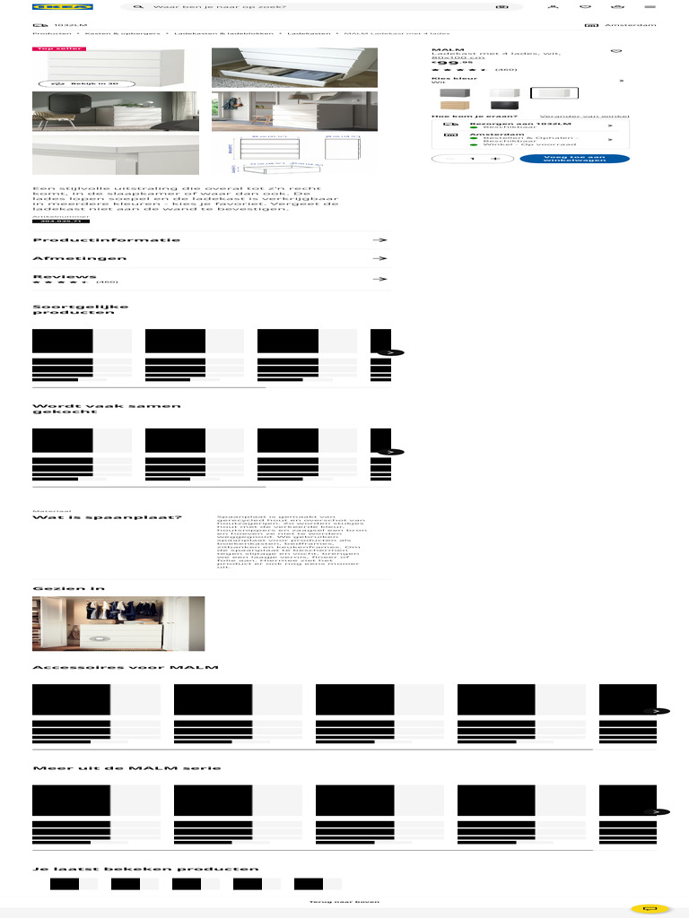 Ladekast Met 4 Lades, MALM, Wit, 80x100 CM - IKEA | PDF