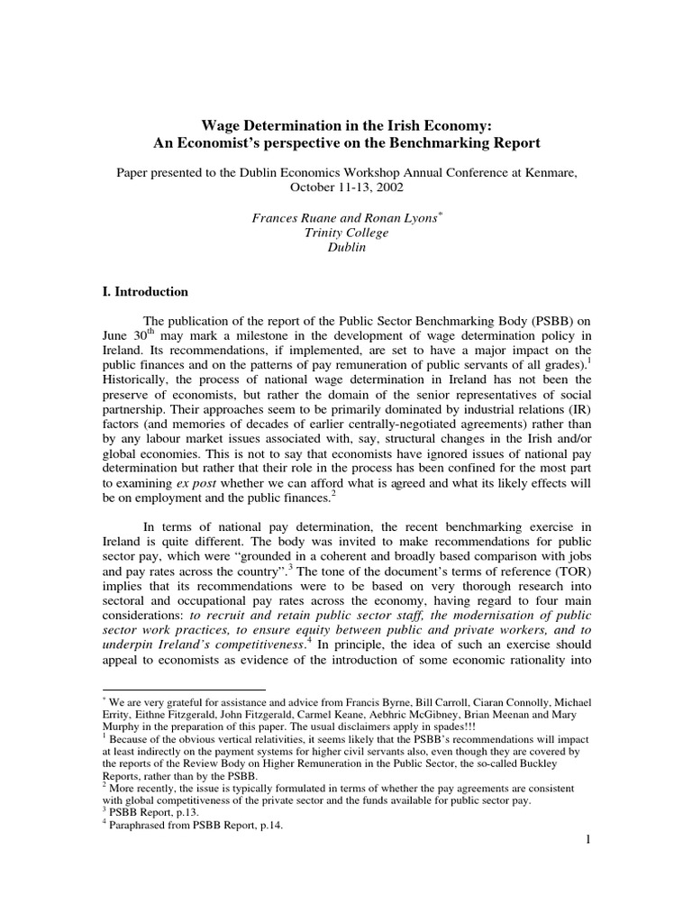 Wage Determination in The Irish Economy | PDF | Cost Of Living | Employment