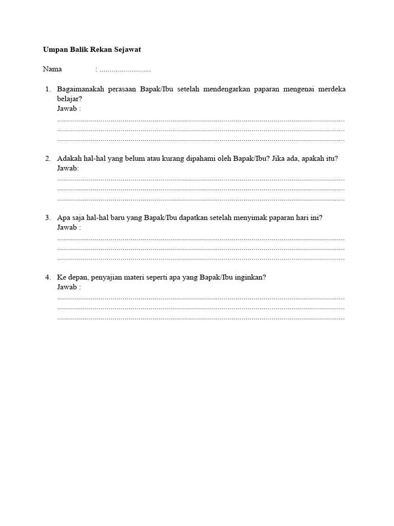 Umpan Balik Rekan Sejawat | PDF