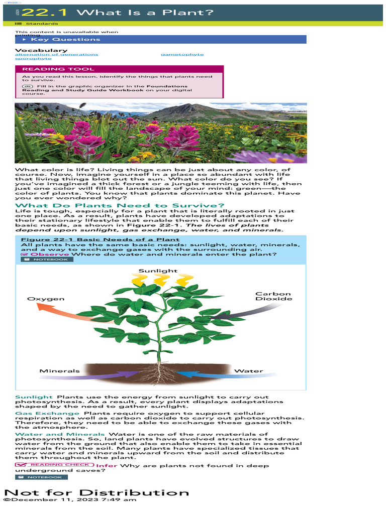 Biology Savvas Plants 22.1 | Download Free PDF | Organisms | Biology