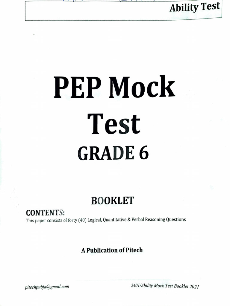 Grade 6 PEP Mock Test | PDF