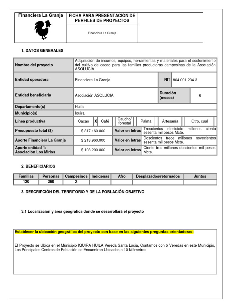 Perfil de Proyecto Productivo de la Unidad Producto | PDF | Agricultura | Granjas