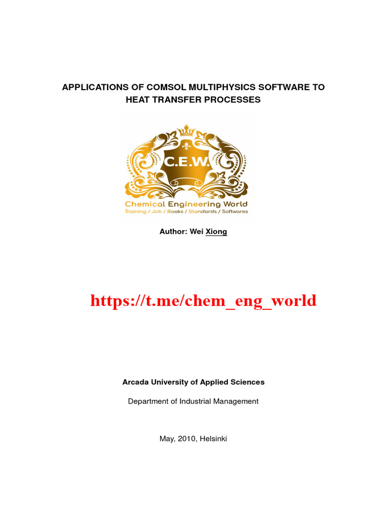 COMSOL Multiphysics in Heat Transfer | PDF | Science & Mathematics