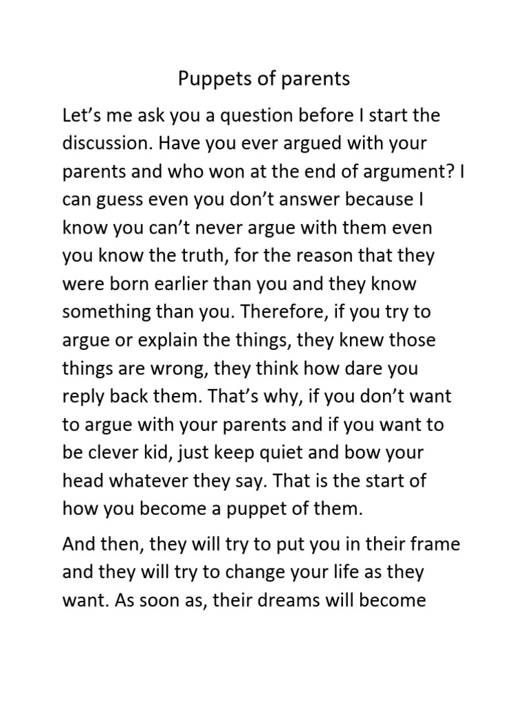 Puppets of Parents | PDF