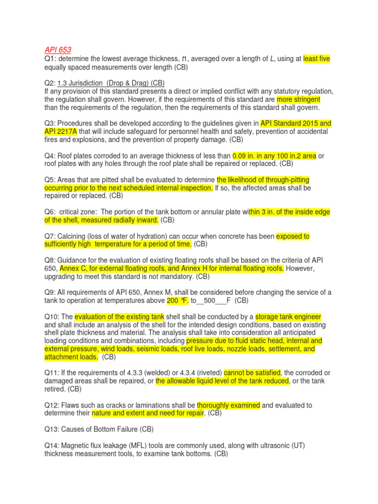API 653: Tank Inspection Guidelines | PDF | Welding | Construction