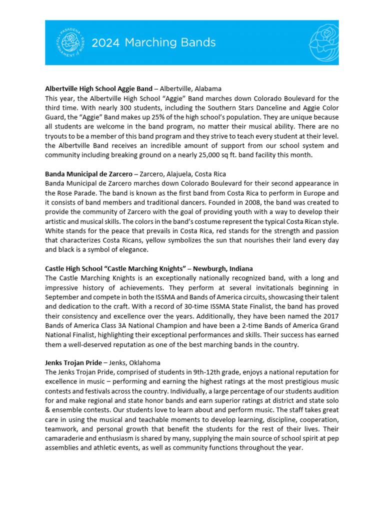 2024 Marching Bands Descriptions FINAL | PDF