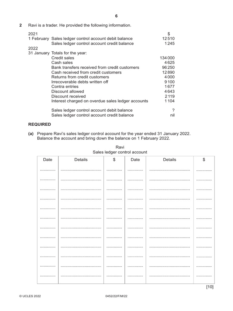 0452/22/F/M/22 © Ucles 2022 | PDF | Debits And Credits | Service Industries