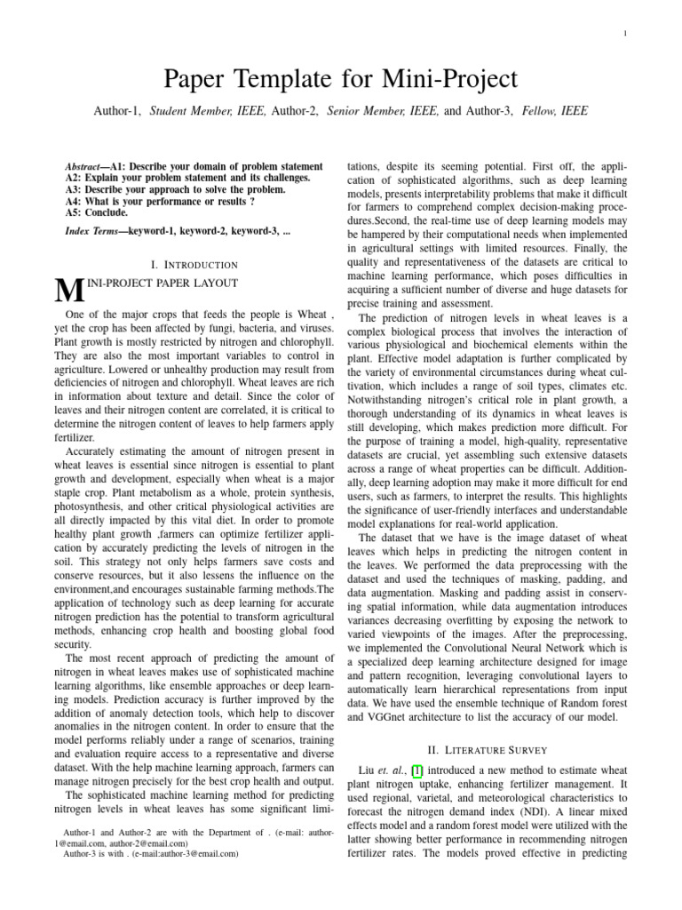 Paper Template For Mini-Project | PDF