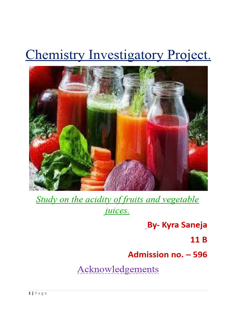 Chemistry Investigatory Project | PDF | Diet & Nutrition | Juice