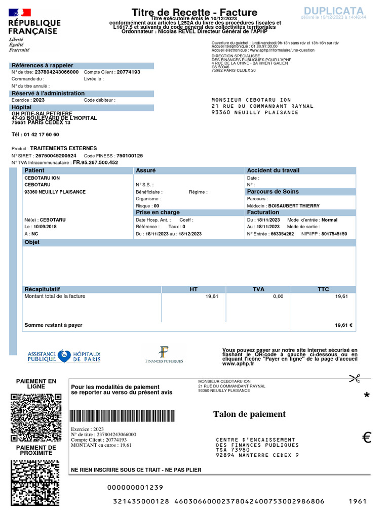 Facture Hôpital: Paiement en Ligne | PDF | Taxe sur la valeur ajoutée ...