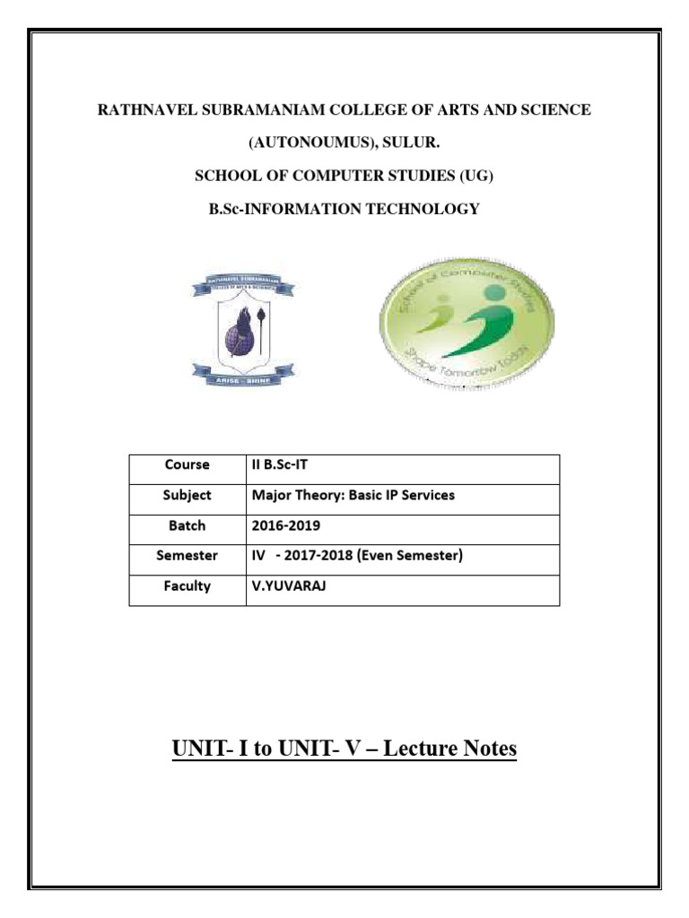 Unit - I - Unit-V Notes - Basic IP Services | PDF | Ip Address | Multicast