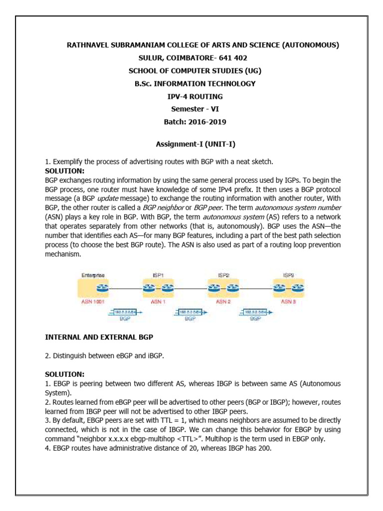 IPV-4 ROUTING-Assignment Questions With Solutions | PDF | Router (Computing) | Transmission ...