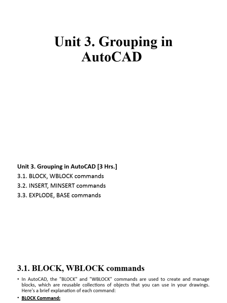 Grouping and Block Commands in AutoCAD | PDF | Command Line Interface ...