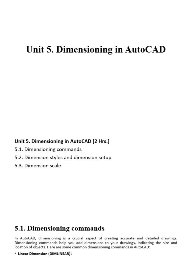 Unit 5 Dimesioning in Autocad | PDF | Dimension | Computer Aided Design