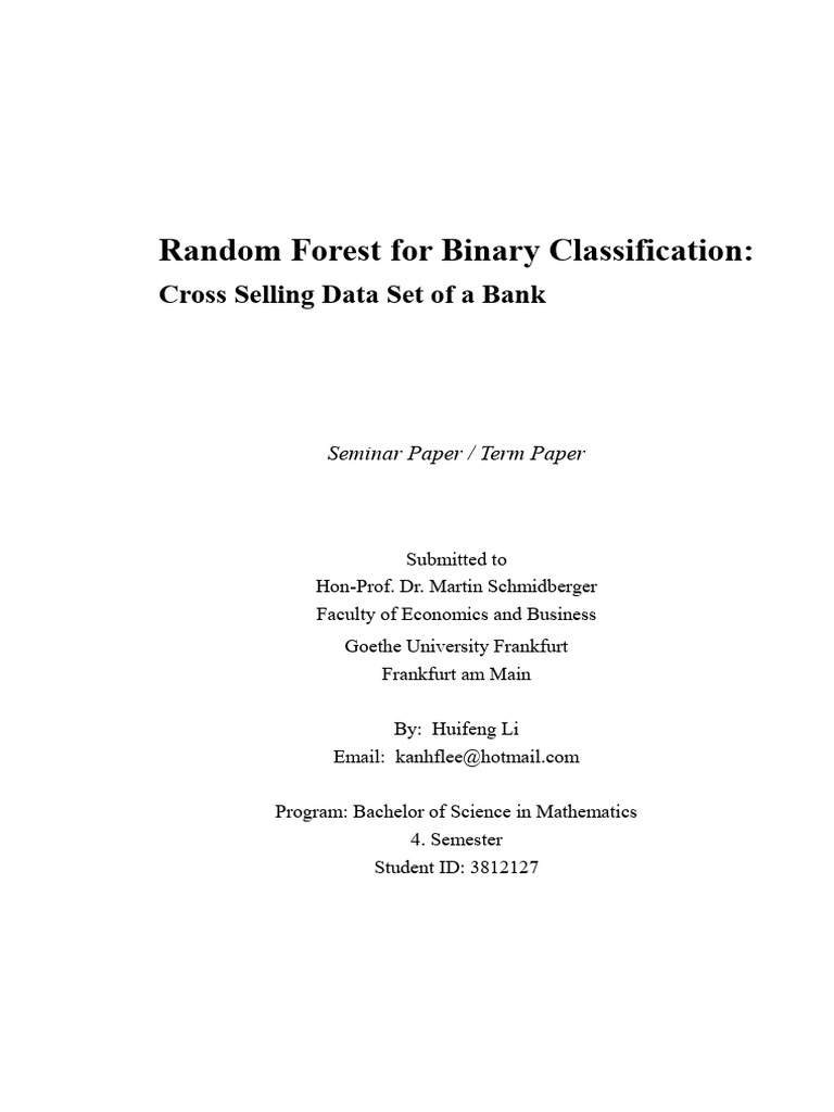 Random Forest For Binary Classification | PDF | Receiver Operating Characteristic | Statistics