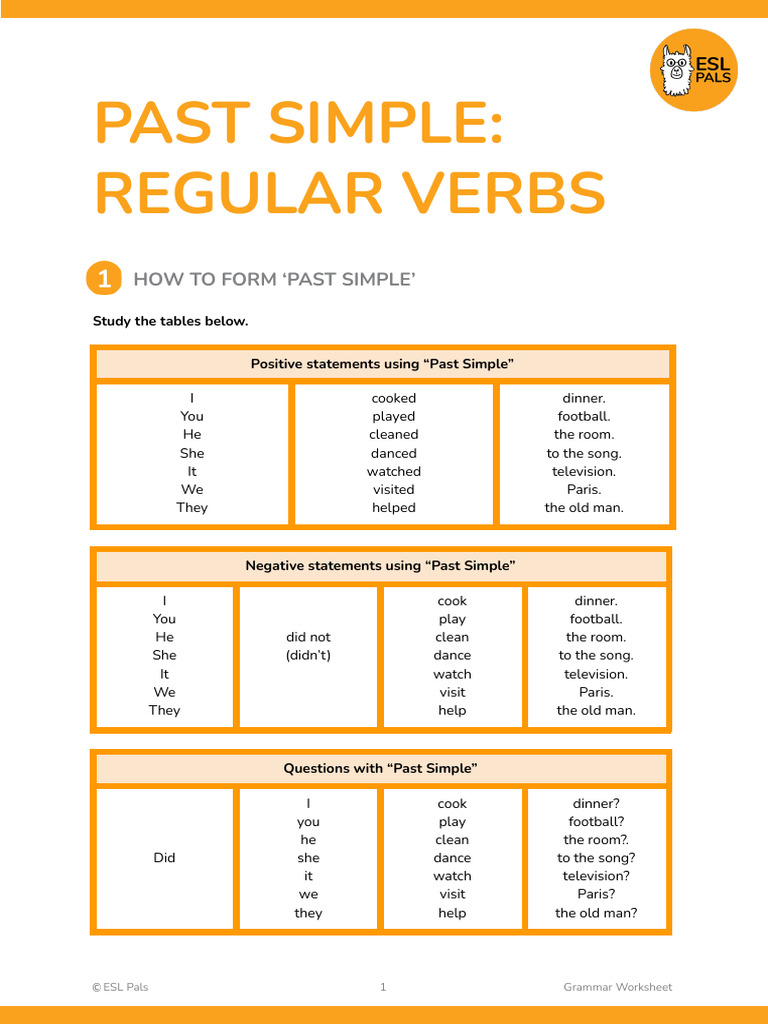 (SV) Past Simple Regular Verbs | PDF | Sentence (Linguistics)