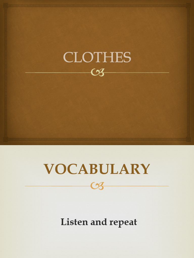 Clothes - Vocabulary | PDF