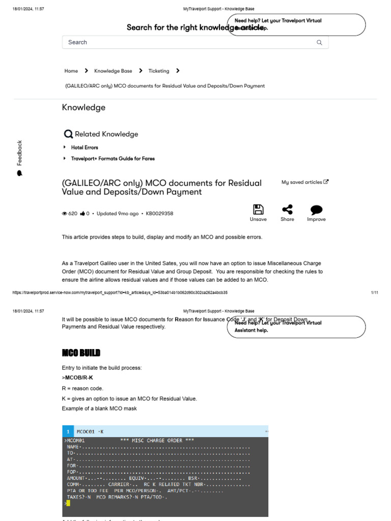 MyTravelport Support - MCO Documents For Residual Value | PDF | Invoice ...