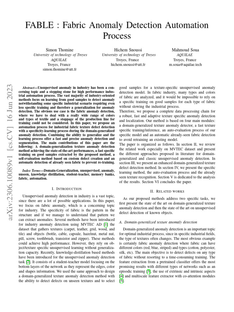 Fabric Anomaly Detection Automation Process | PDF | Learning | Computing
