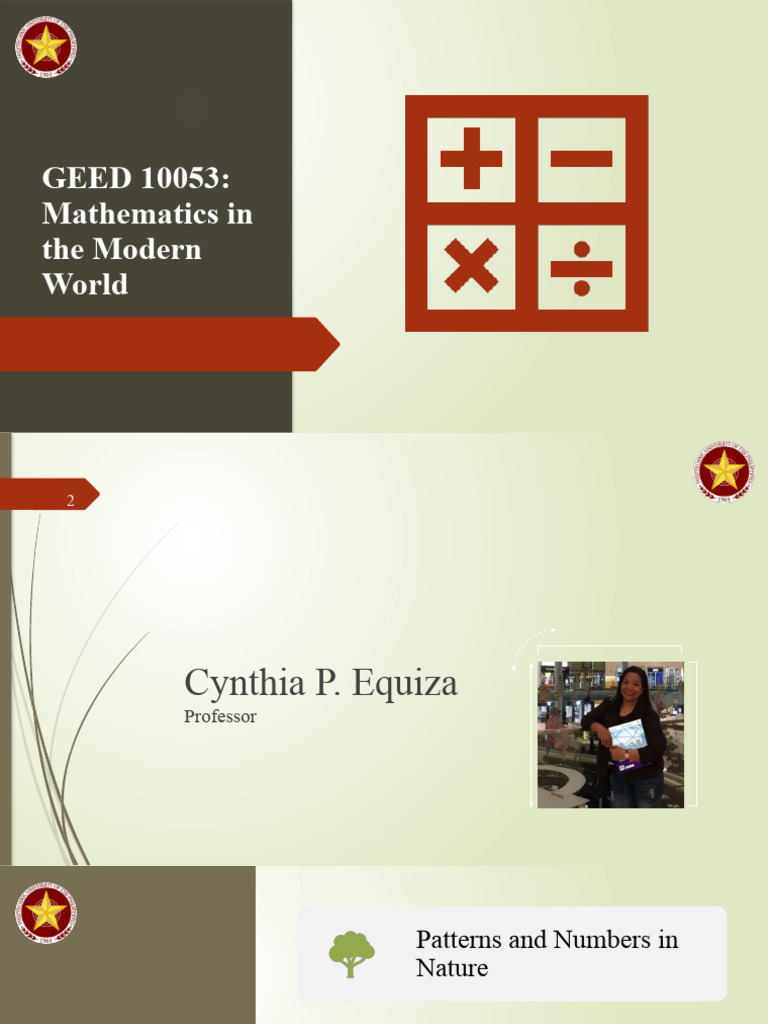 MMW - PPT1 Pattterns and Numbers | PDF | Pattern | Symmetry