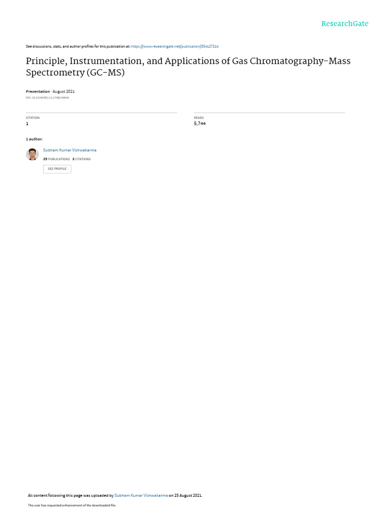 Gas Chromatography-Mass Spectrometry Overview | PDF | Gas ...