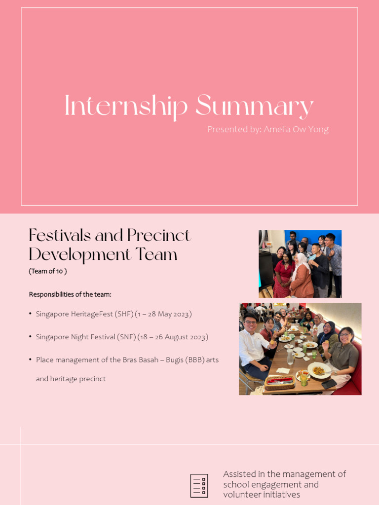 Internship Summary | PDF | Brainstorming | Volunteering
