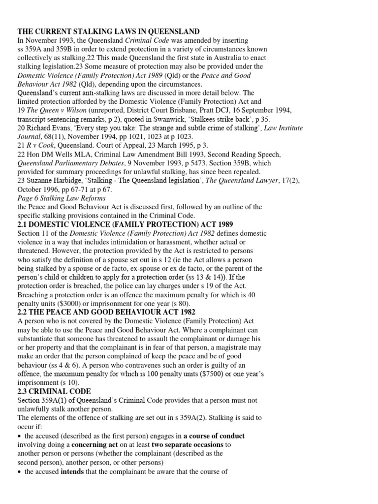 The Current Stalking Laws in Queensland-1 | PDF | Stalking ...