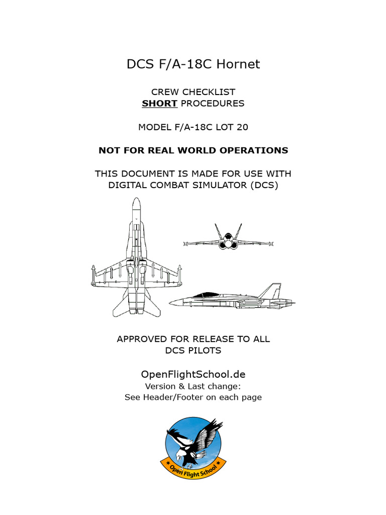 DCS F/A-18C Lot 20 Crew Checklist | PDF | Jet Aircraft | Aeronautics