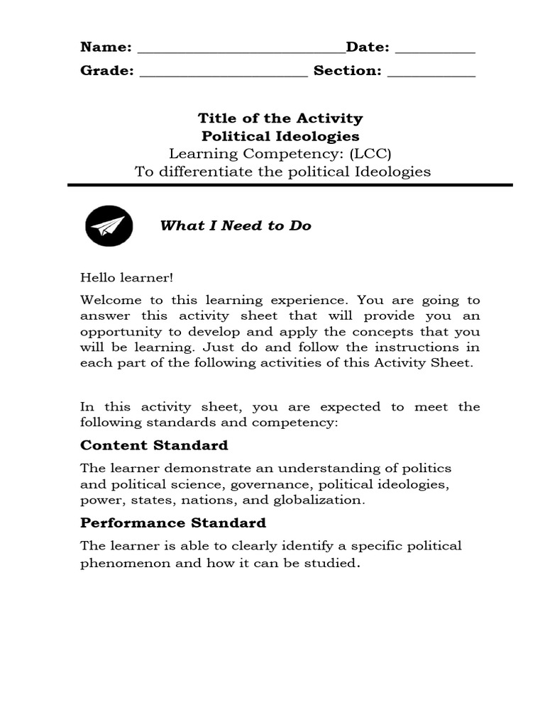 ap12PhilPoliandGov As2,3 Davor | PDF | Ideologies | Learning