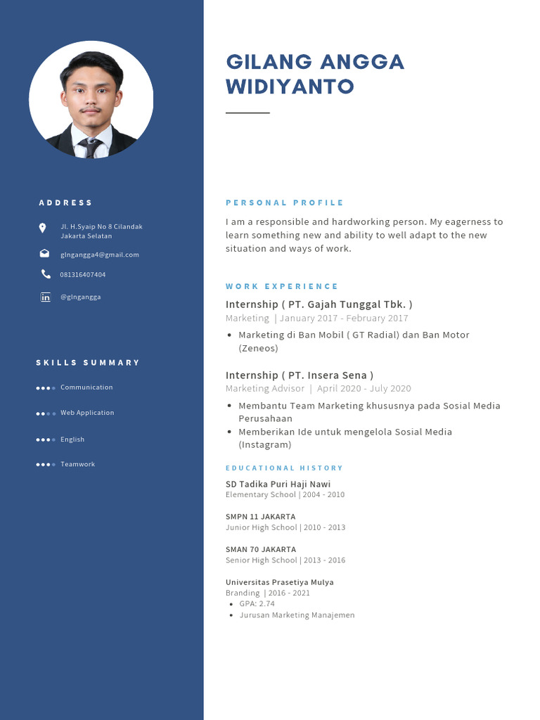 Gilang Angga CV | PDF | Career & Growth