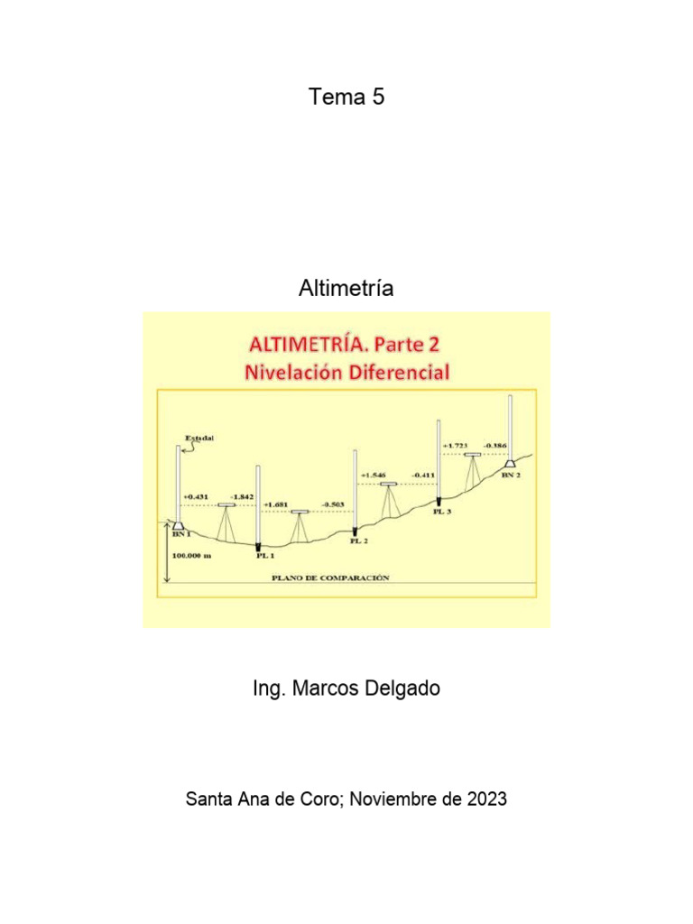 Tema 5 (Altimetria) | PDF | Topografía | Metrología