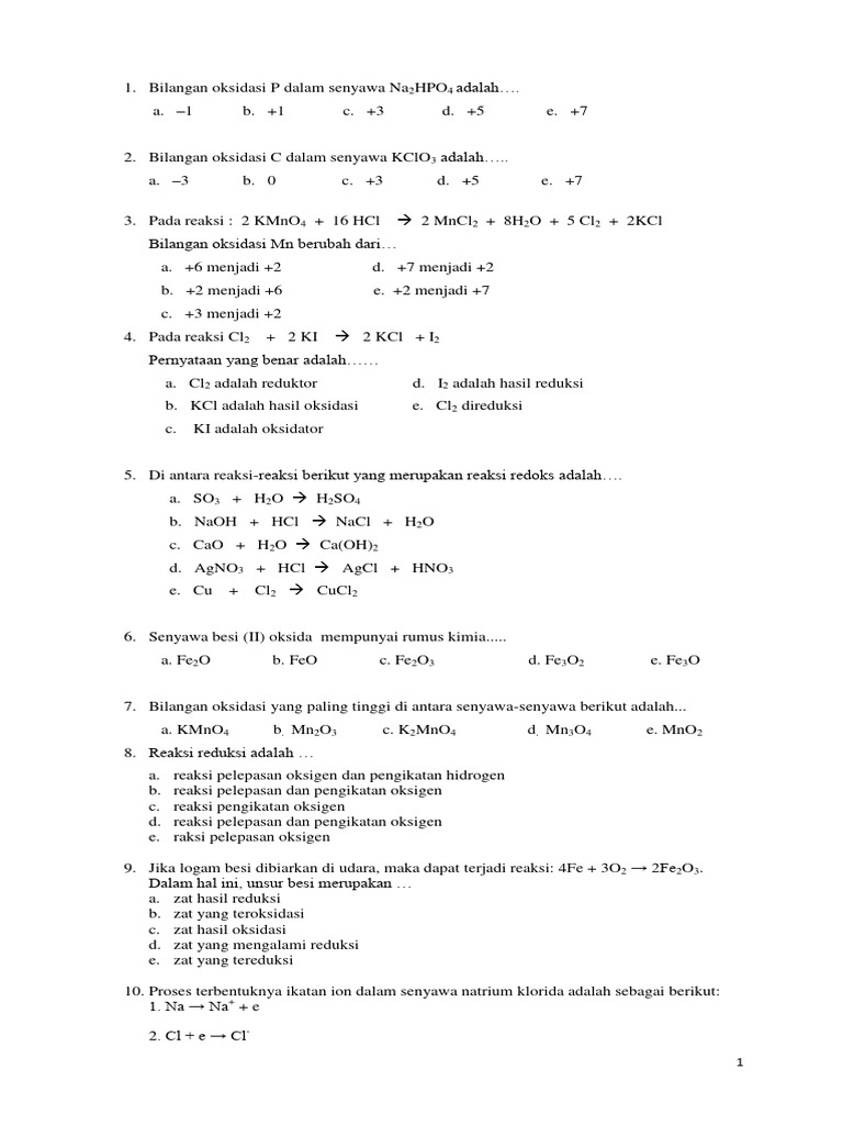 Bilangan Oksidasi dan Reaksi Redoks | PDF | Sains & Matematika