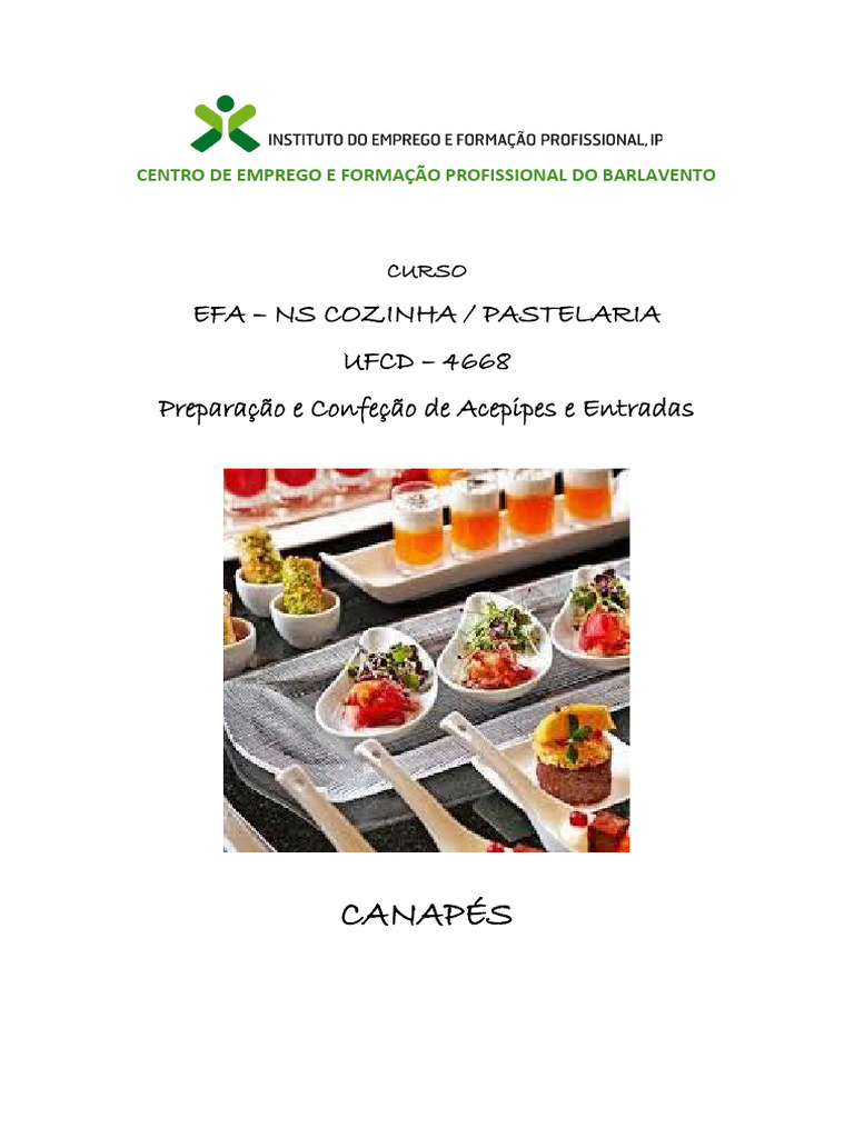 Guia de Preparação de Canapés Profissionais | PDF | Queijo | Pães