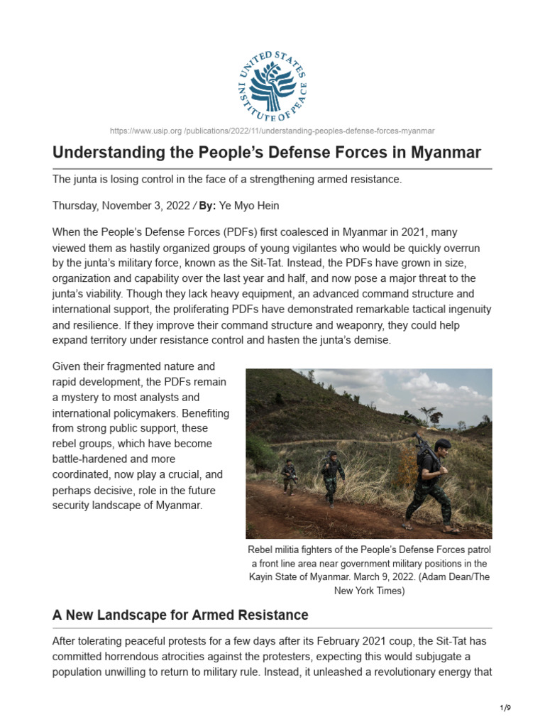 Understanding The Peoples Defense Forces in Myanmar | PDF | Military ...