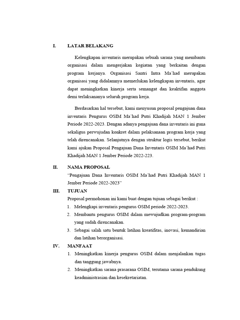 PROPOSAL Inventaris OSIM | PDF