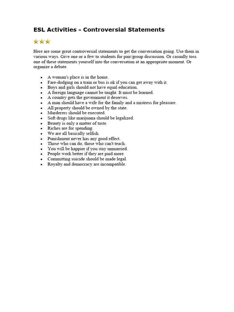 Conversation Statements | PDF | Wellness