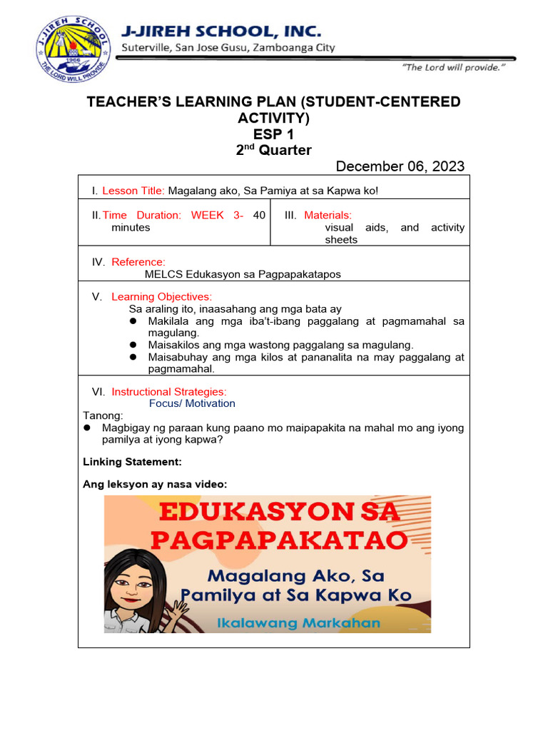 ESP 1-Q2-Week 3 | PDF
