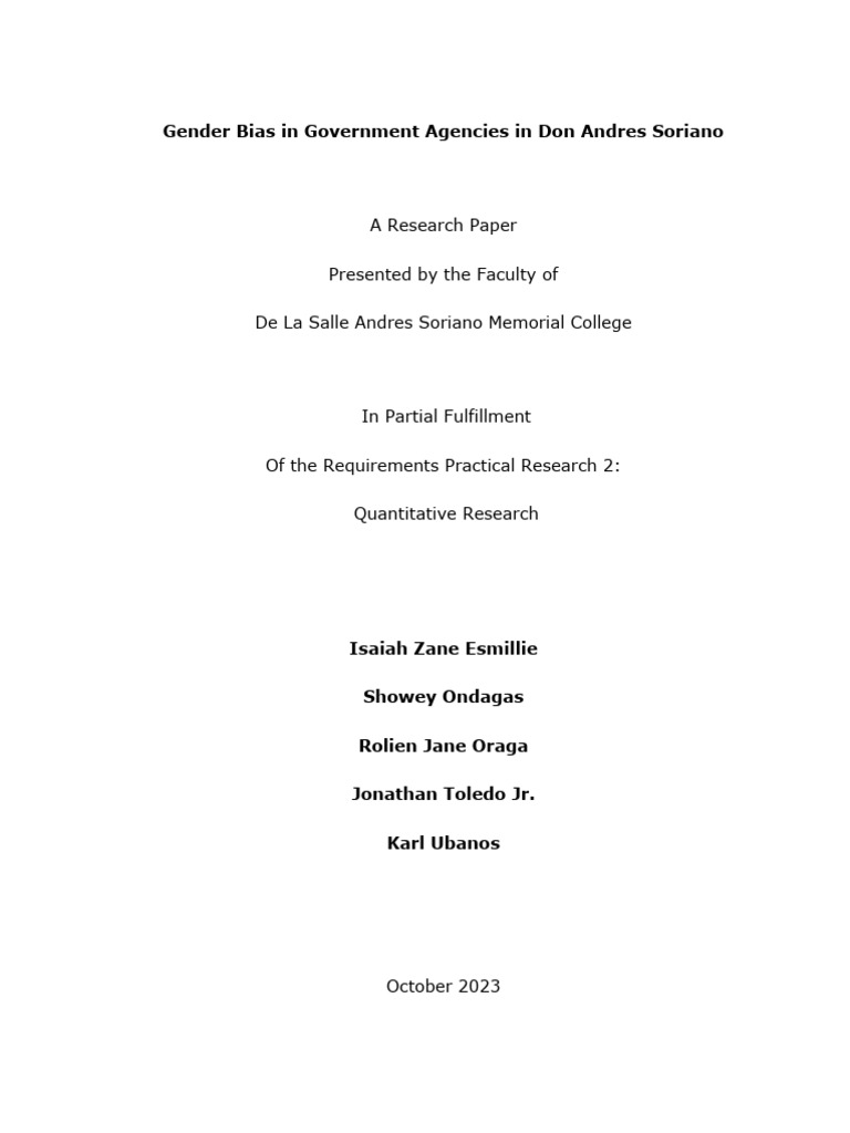 Revised Paper Gender Bias in Don Andres Soriano | Download Free PDF ...