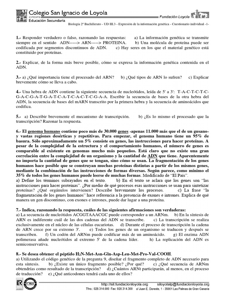 Actividad 2c - UD III 3-Expresión de La Información Genética ...