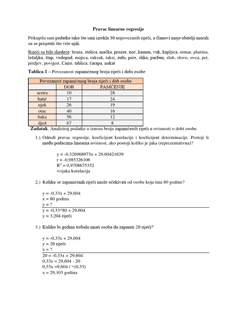 Pravac Linearne Regresije | PDF