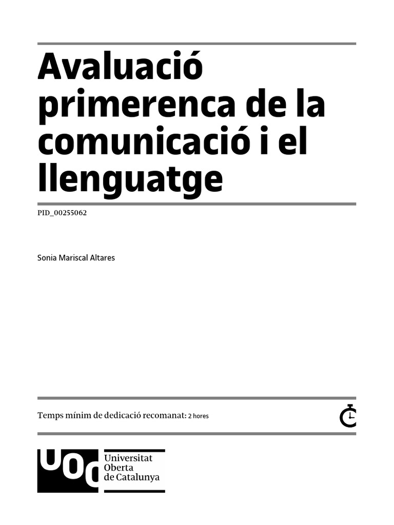 Avaluacio I Diagnostic - Modul3 - Avaluacio Primerenca de La Comunicacio I El Llenguatge | PDF