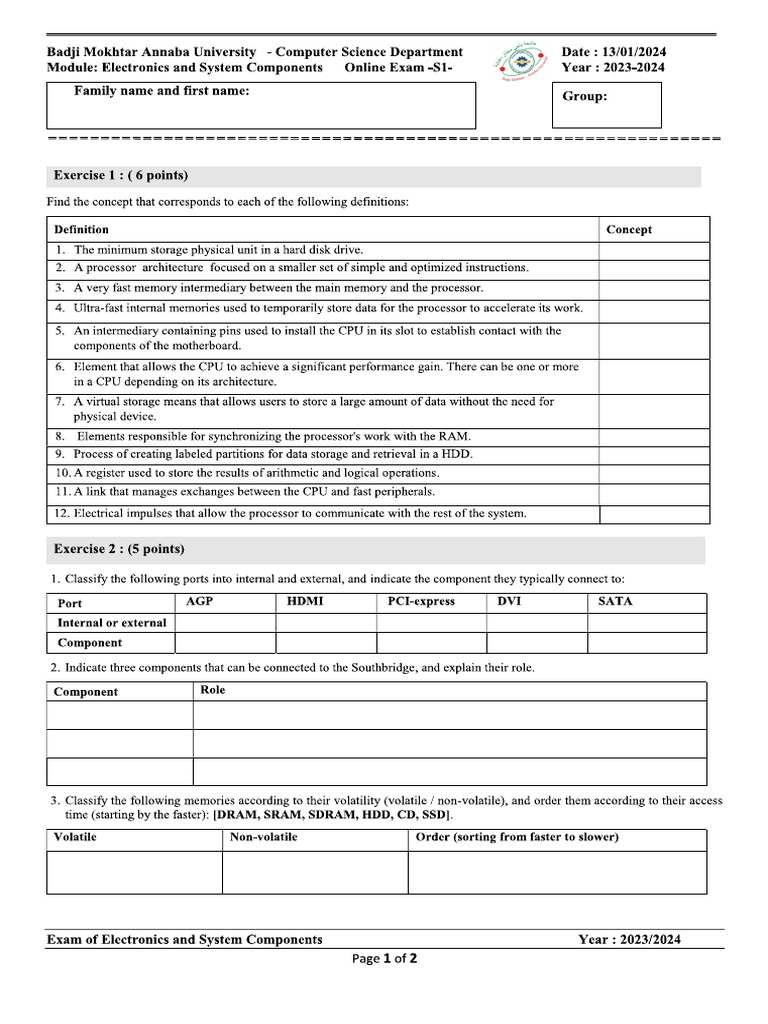 Exam 2023 2024 | PDF