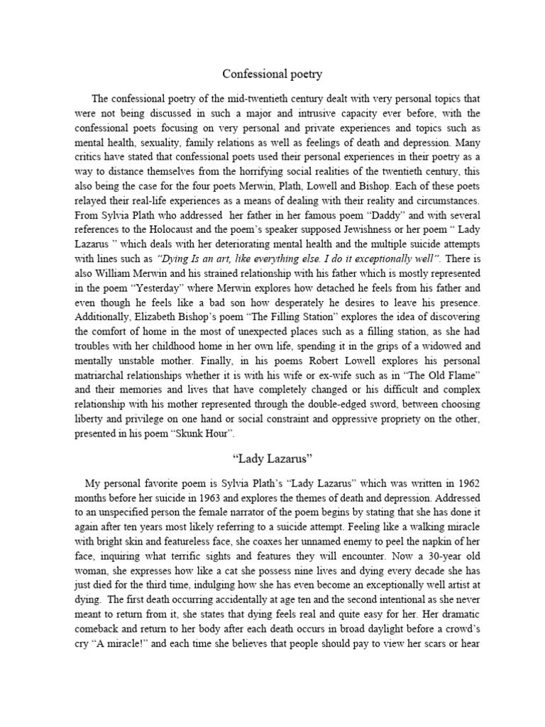 Angela Krs Tev Ska Confessional Poetry | PDF | American Poetry | Poetry