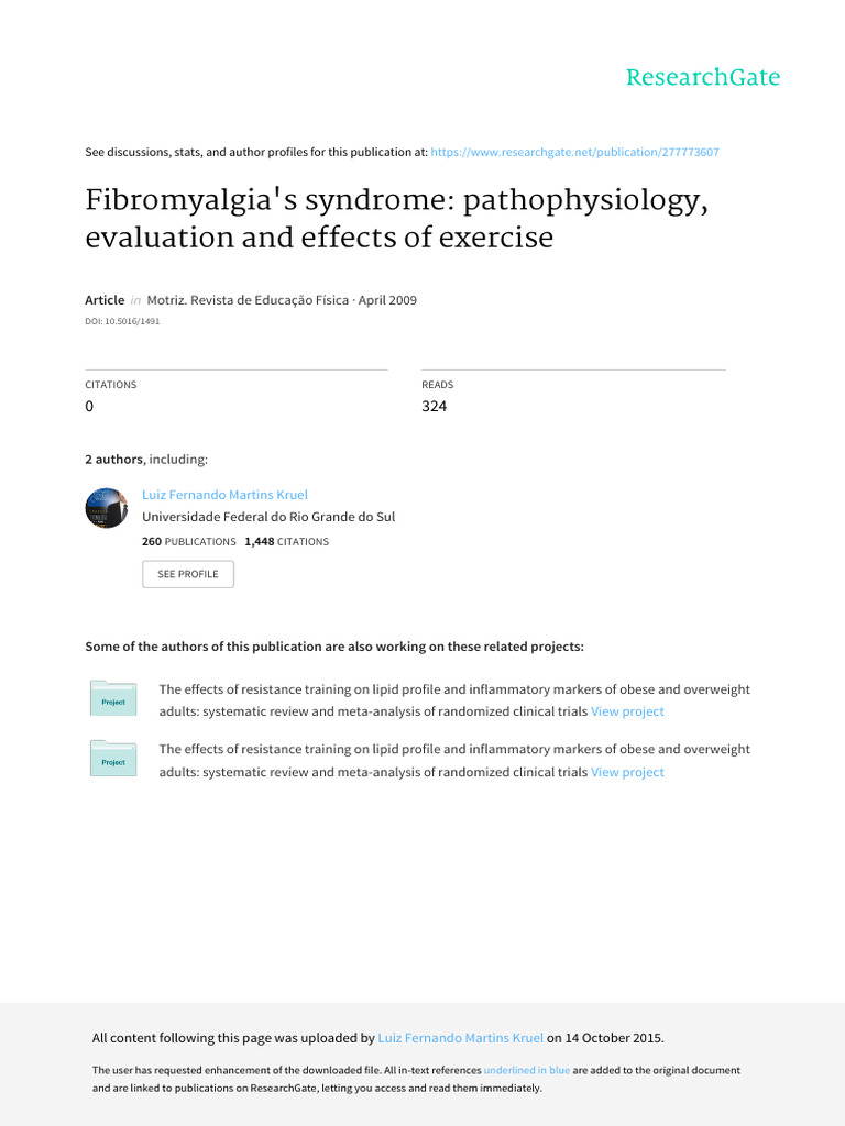 Fibromyalgia's Syndrome Pathophysiology Evaluation | PDF | Dor | Dormir