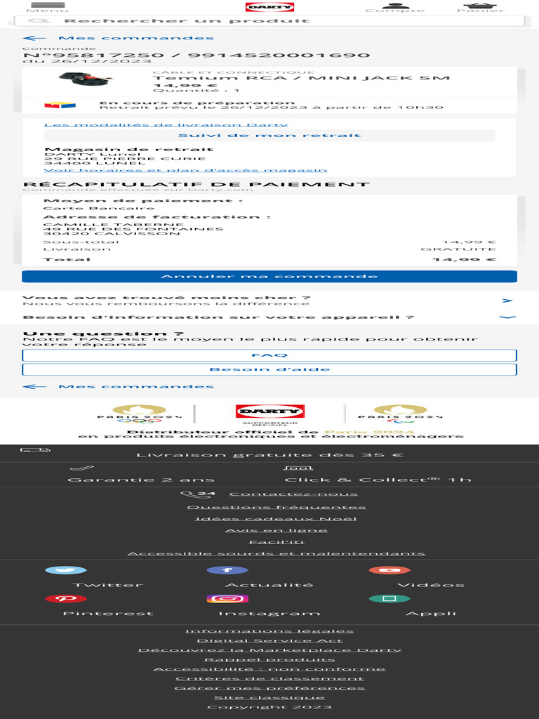 Espace Client - Mes Commandes Darty | PDF