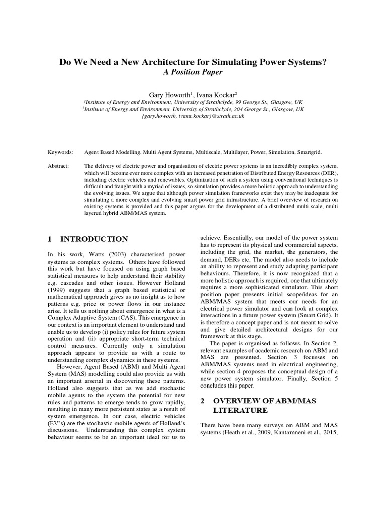 Howorth Kockar Simultech 2018 Do We Need A New Architecture For Simulating Power Systems | PDF ...